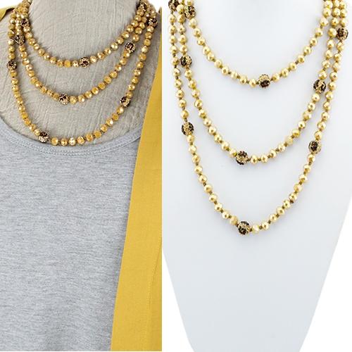 *Mustard Yellow & Leopard Crystal Beaded 60" Layering Necklace – Shop ...