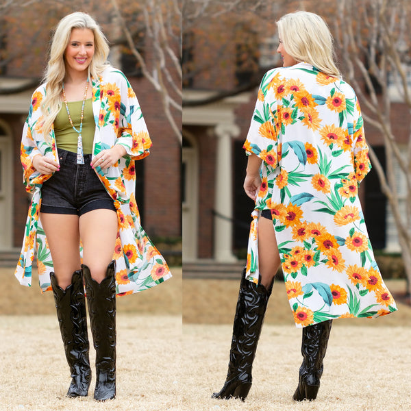 Sunflower White Duster – Shop Southern Charm