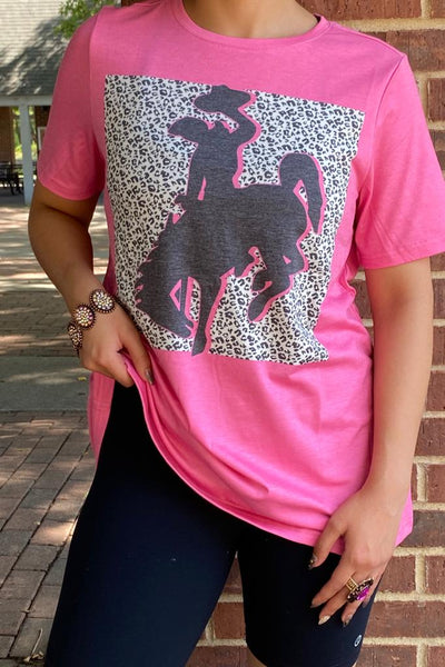 Pink top with bronc rider graphic – Shop Southern Charm