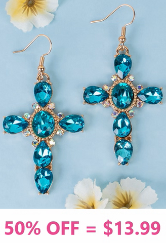 Large cross earrings with rhinestones store